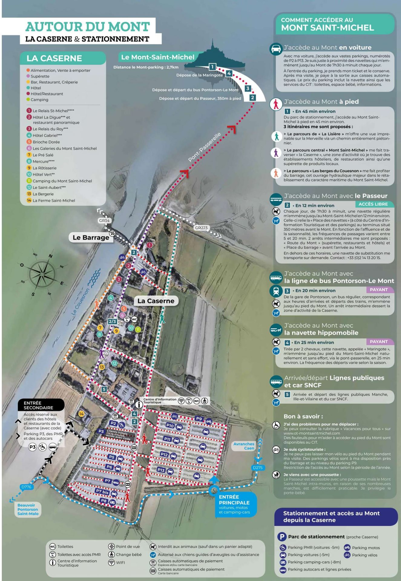 Access map and services - Mont Saint-Michel Normandy Destination